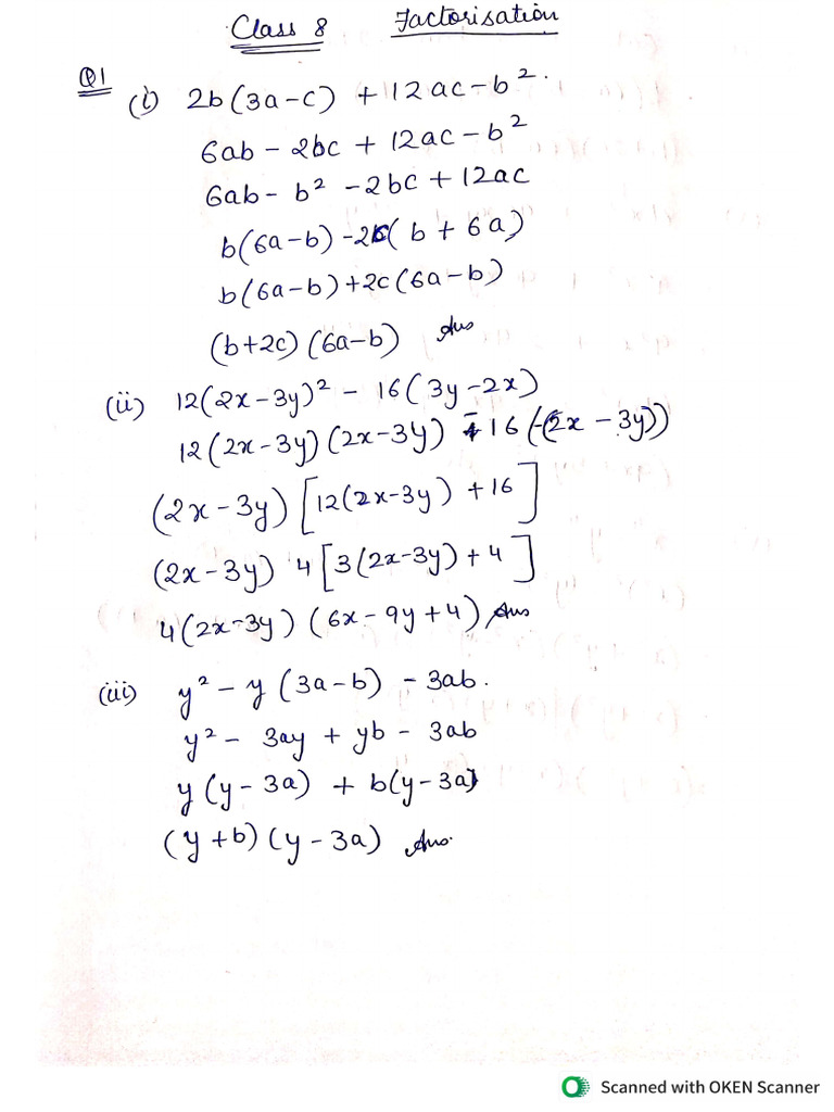 Factorisation WS Ans | PDF