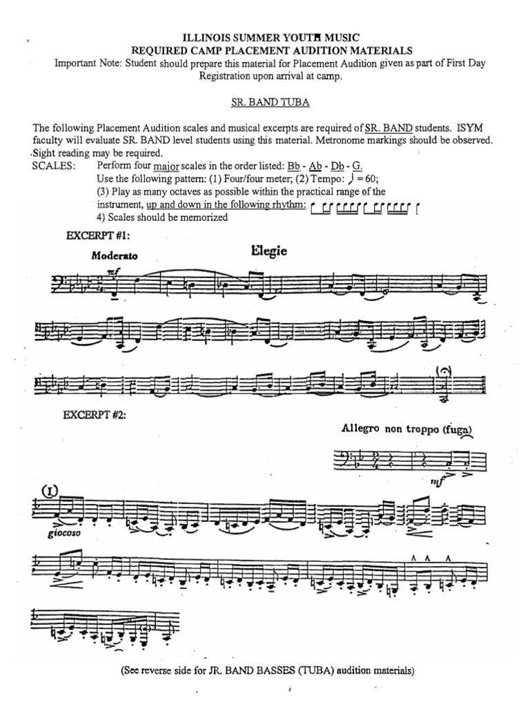 ISYM Senior Band Tuba Audition Material 2 | PDF