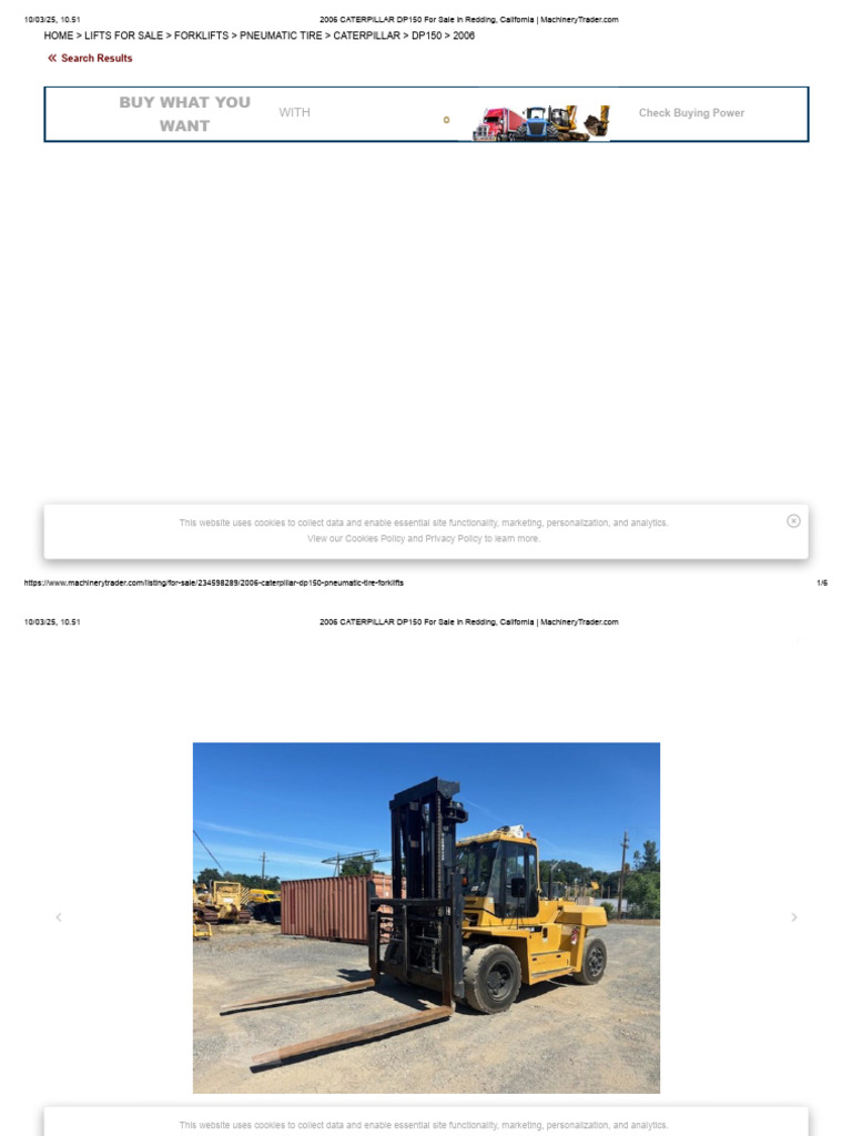 2006 Caterpillar DP150 Forklift Specs | PDF | Loans | Analytics