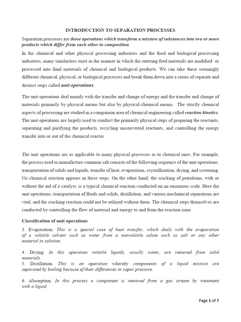 Intro To Separation Process | PDF | Phase (Matter) | Liquids