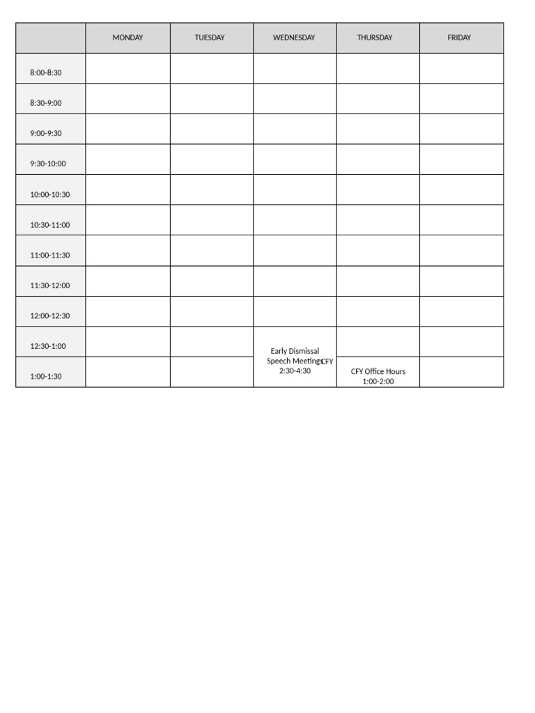Speech Schedule Template | PDF