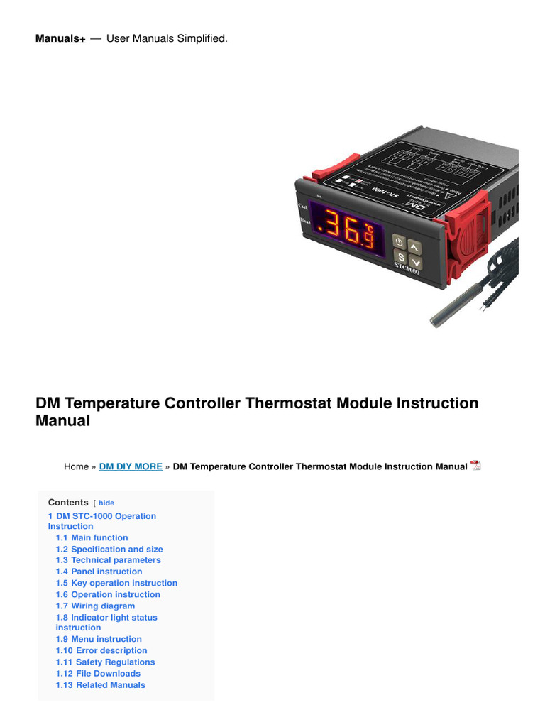 Temperature Controller Thermostat Module Manual | PDF | Thermostat | Sensor