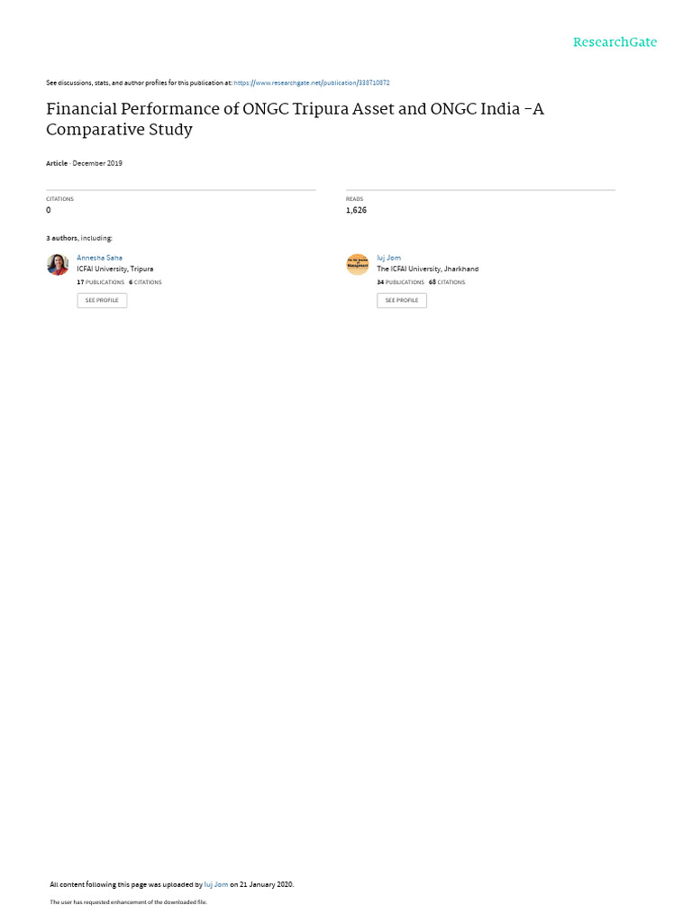 ONGC Tripura Asset Financial Analysis | PDF | Debt | Equity (Finance)
