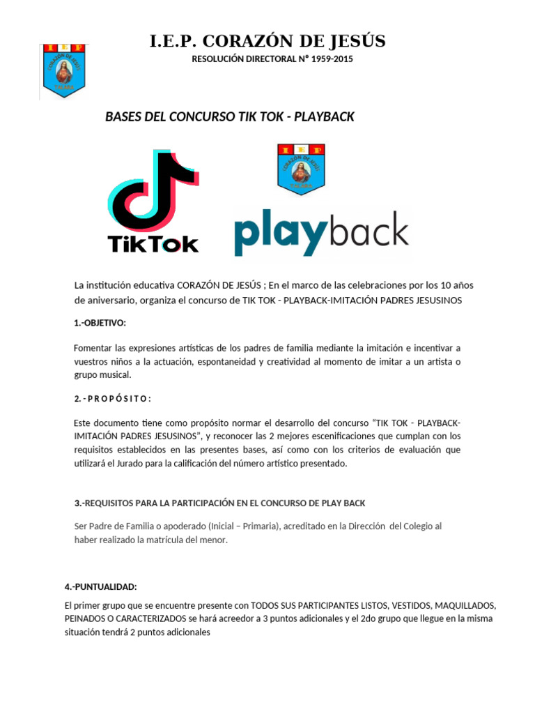 Bases Del Concurso Playback | PDF