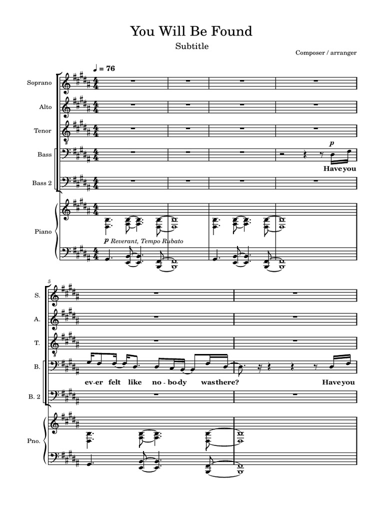 Choral Arrangement: You Will Be Found | PDF | Musicology | Choral Music