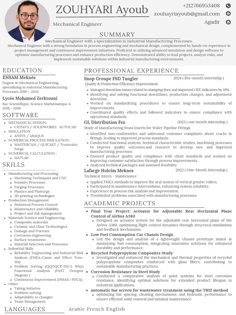 CV Zouhayri Ayoub | PDF | Composite Material | Corrosion