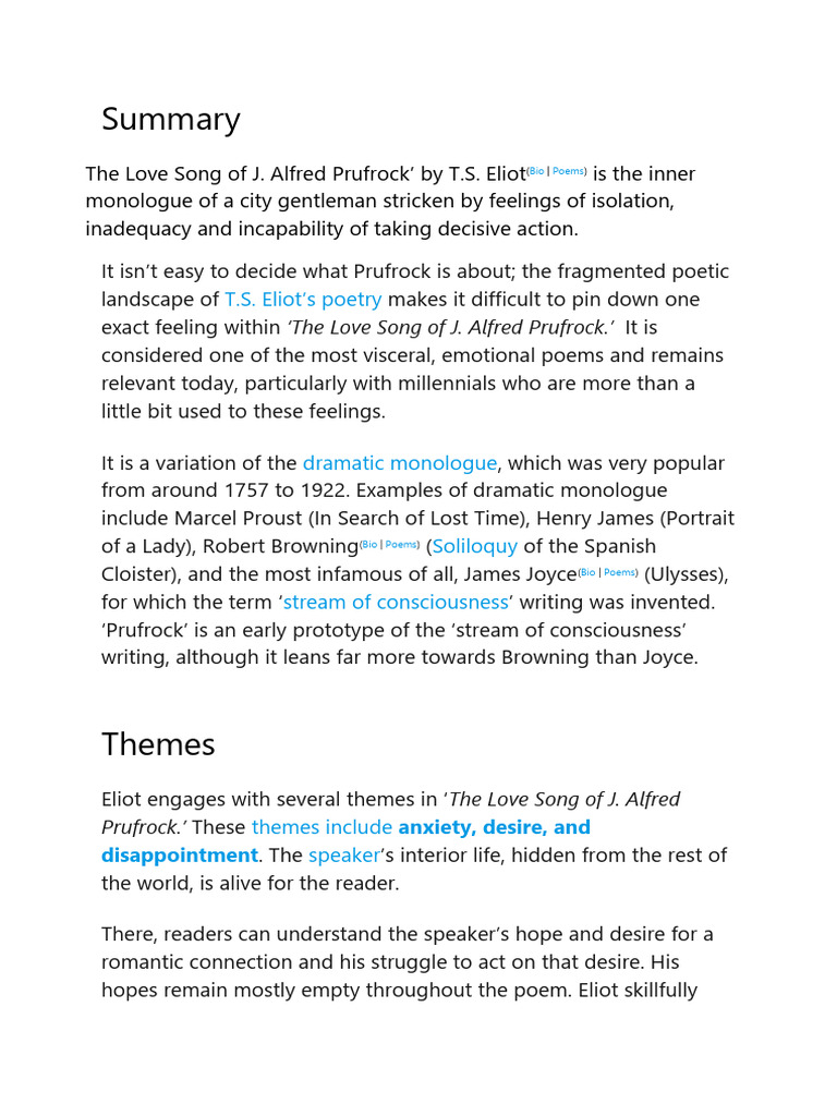 The Love Song of J.Alfred Prufrock | PDF