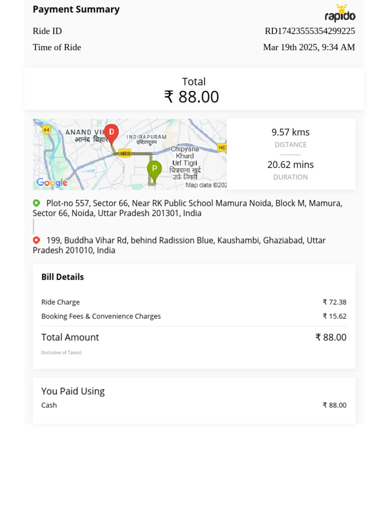Noida to Ghaziabad Ride Invoice | PDF | Invoice | Taxation
