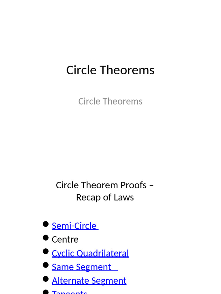 Circle-Theorems Notes | PDF | Circle | Triangle Geometry