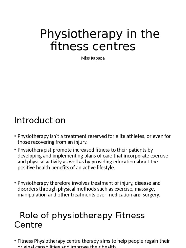 Physiotherapy in Fitness Centres - Notes | PDF | Physical Therapy ...
