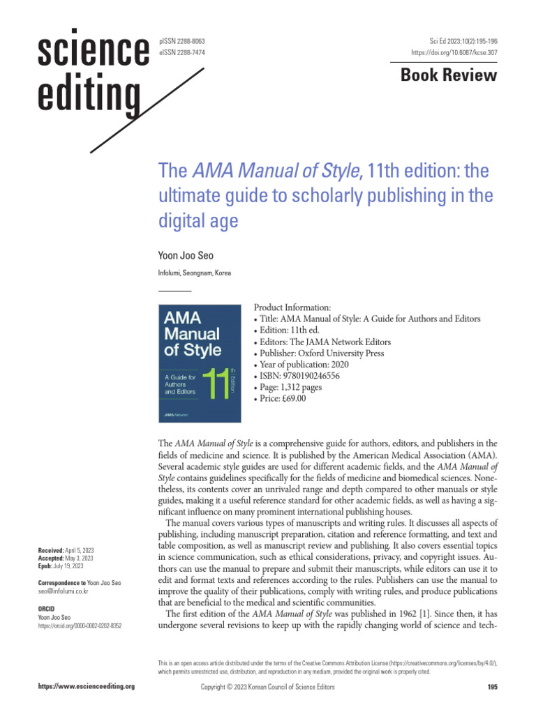 The AMA Manual of Style 11th Edition The Ultimate | PDF | Citation ...