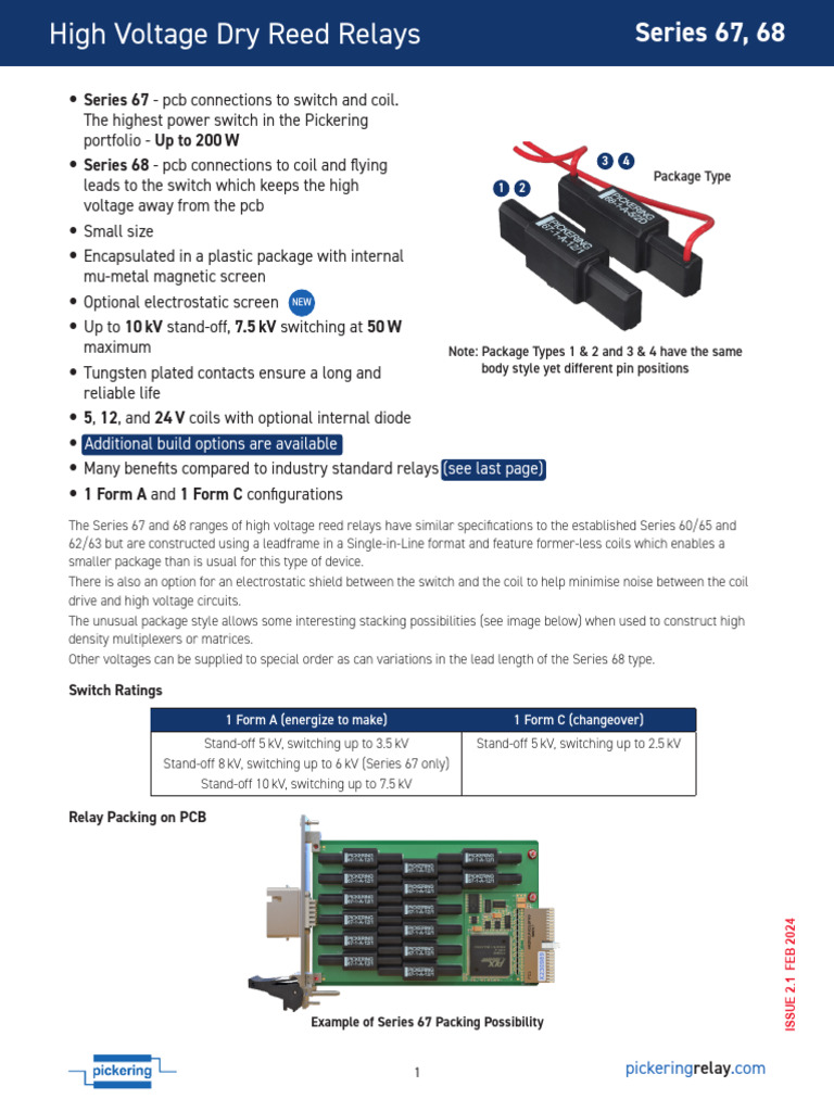 High Voltage Dry Reed Relays Overview | PDF | Relay | Switch