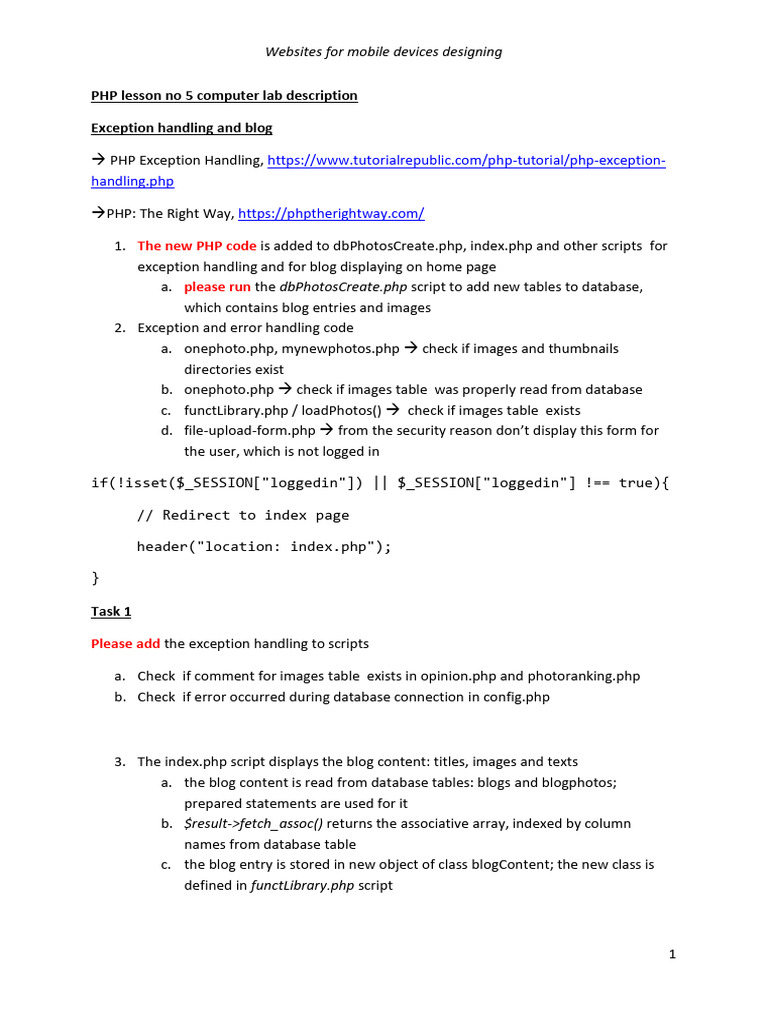 PHP Lesson No 5 Description | PDF
