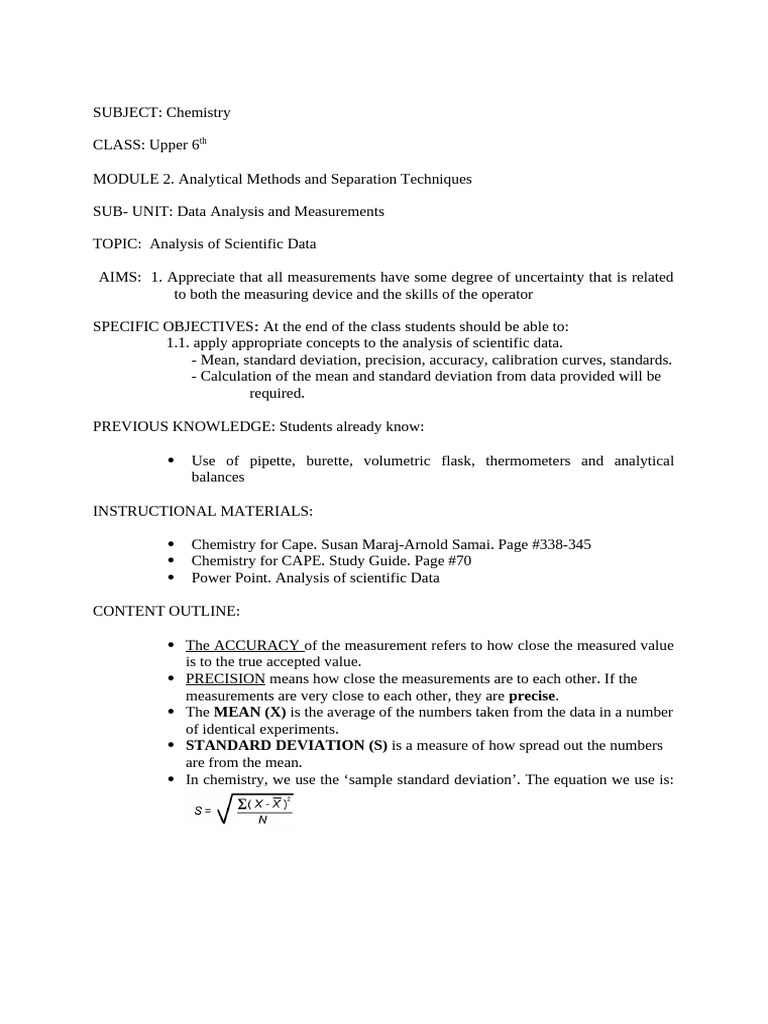 Analyzing Scientific Data in Chemistry | PDF | Accuracy And Precision ...