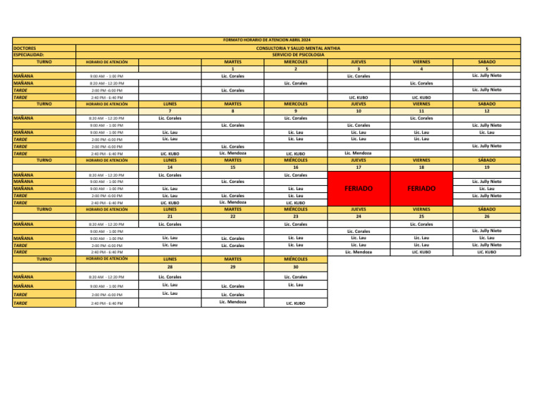 Horario Abril (1) | PDF