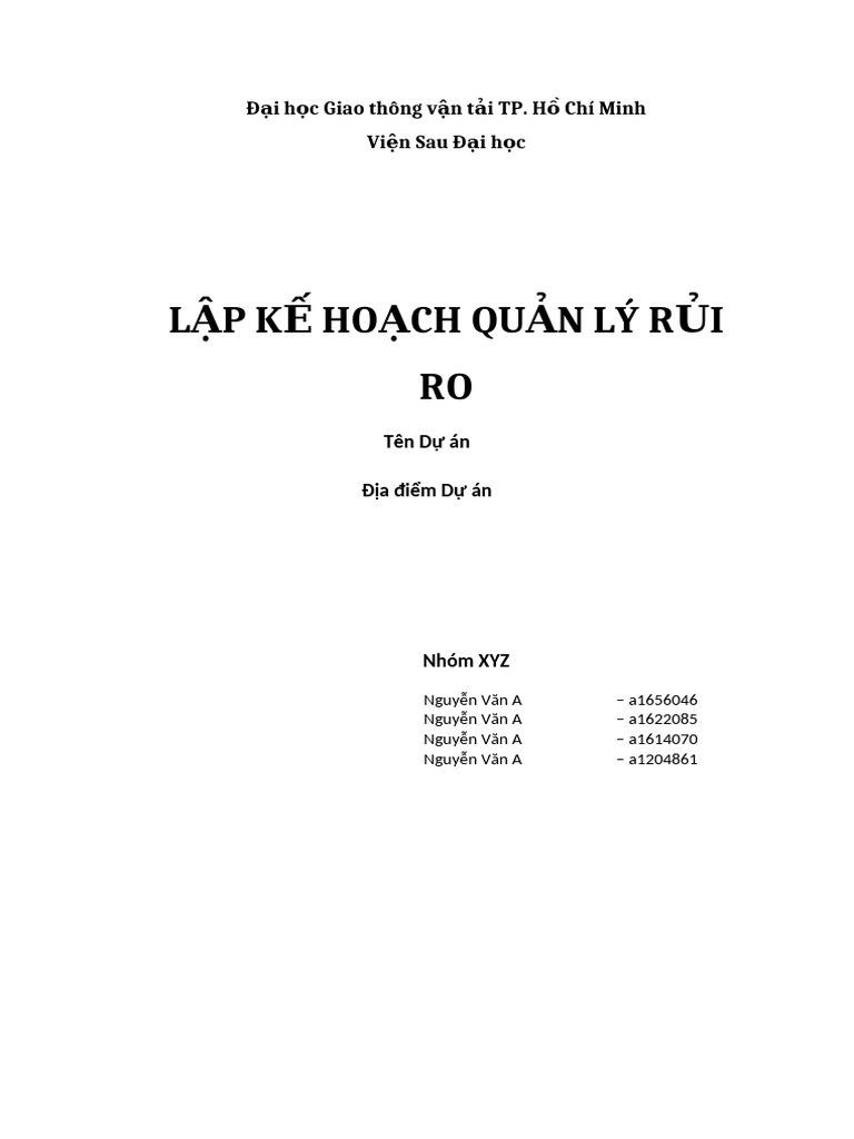 Risk Management Plan Template | PDF