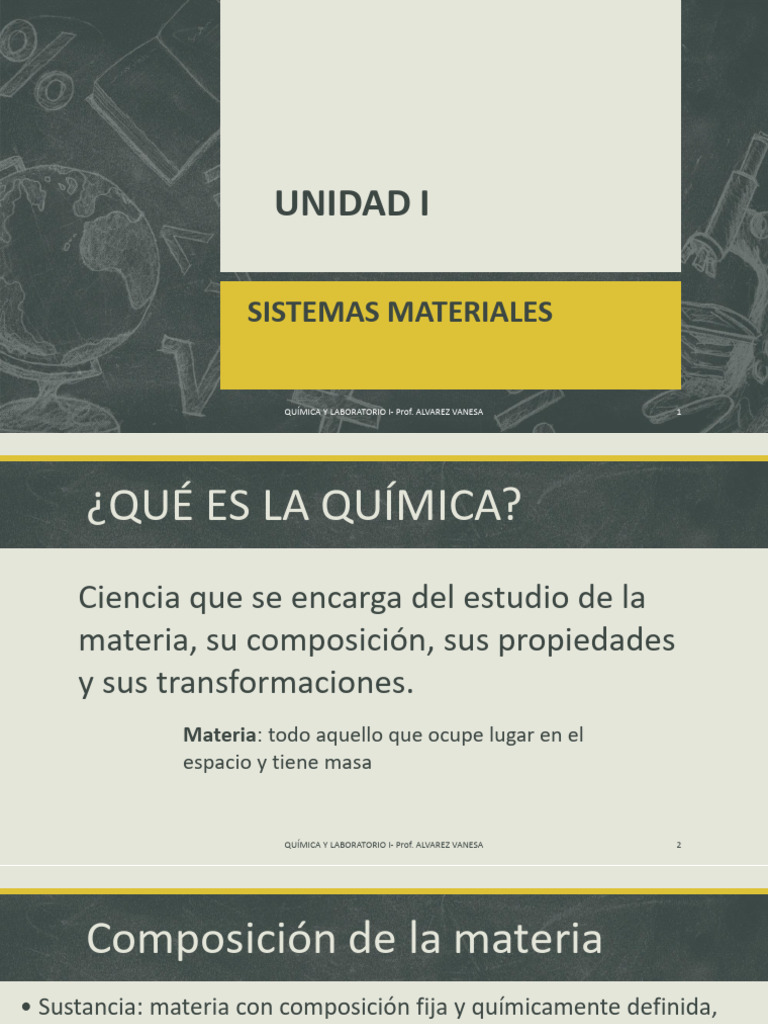 Unidad I - Sistemas Materiales | PDF | Sustancias químicas | Fase (materia)
