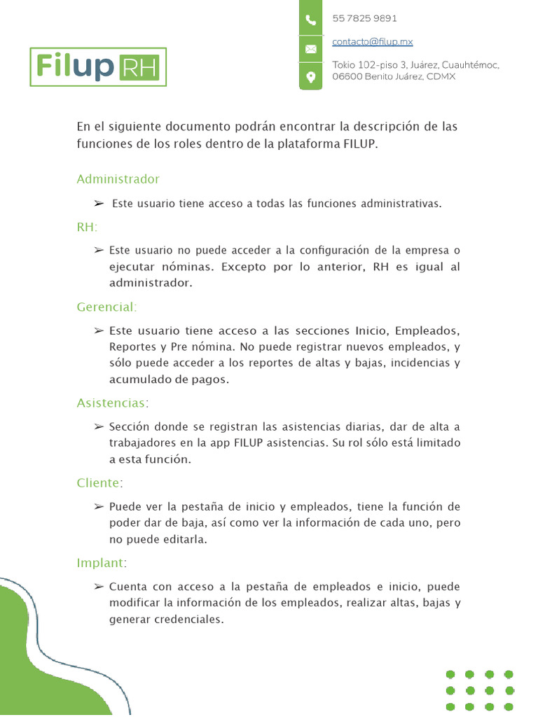 Roles FILUP | PDF