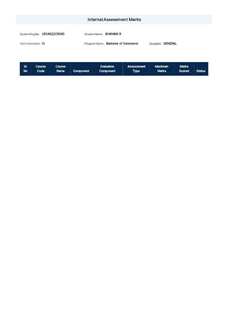 Student Internal Assessment Marks | PDF
