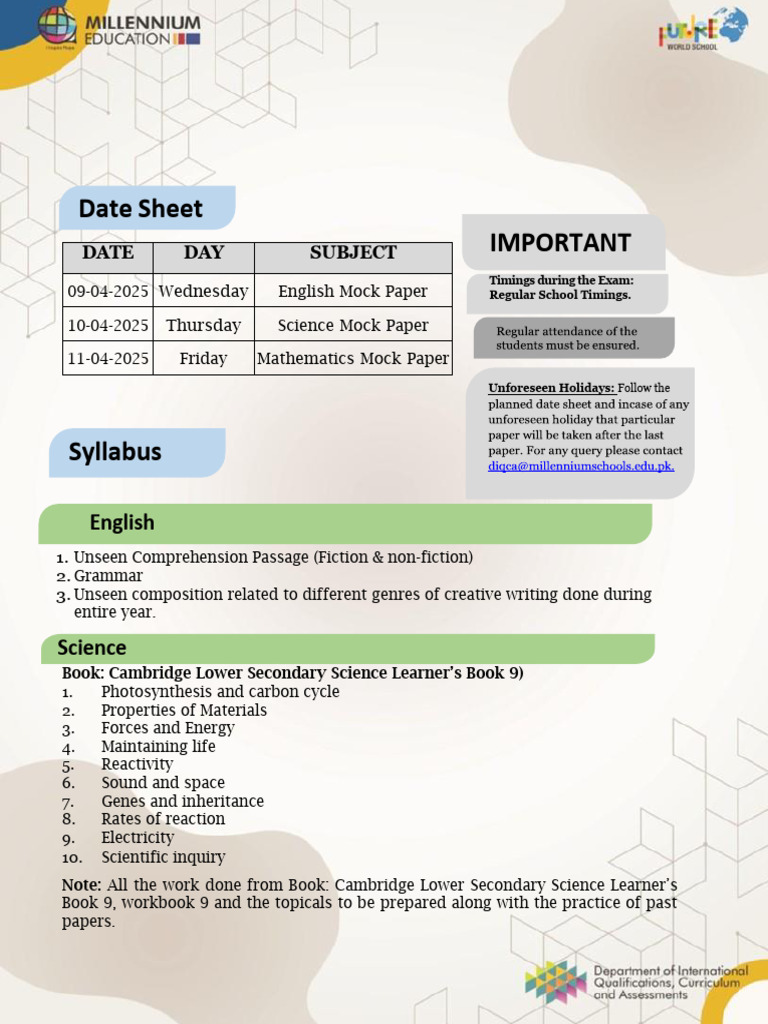 Grade 8 Syllabus Overview 2025 | PDF | Area | Circle