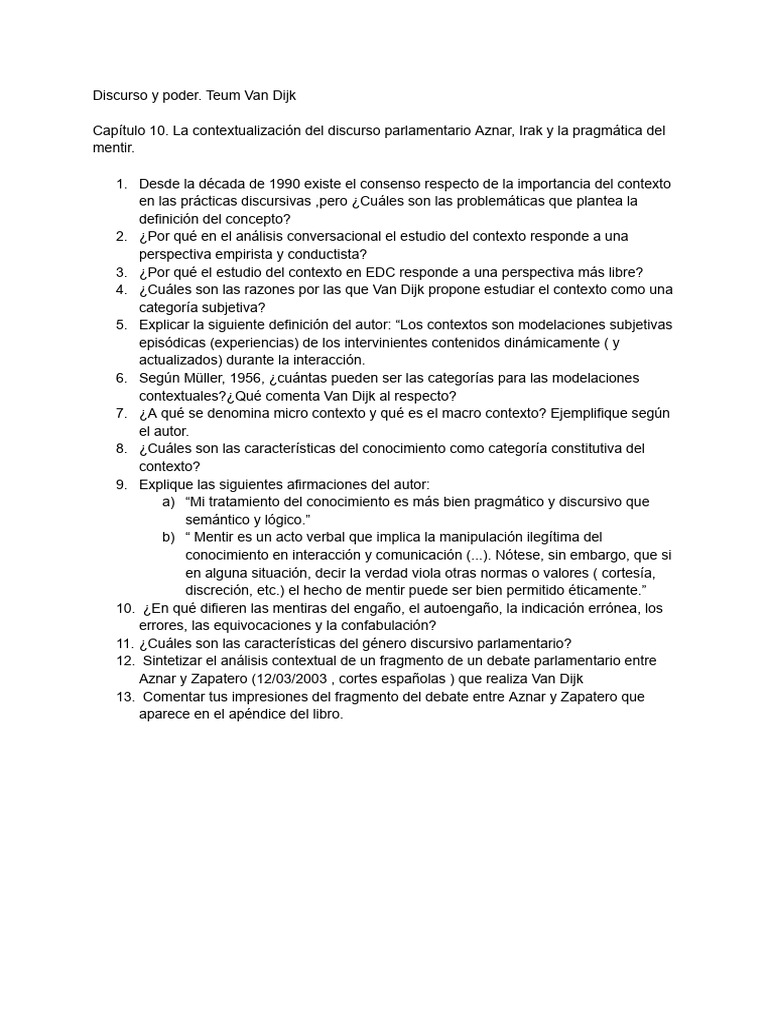 Discurso y Poder. Van Dijk. Capítulo 10 | PDF