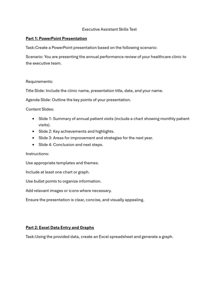 Executive Assistant Skills Assessment Guide | PDF | Microsoft Excel ...