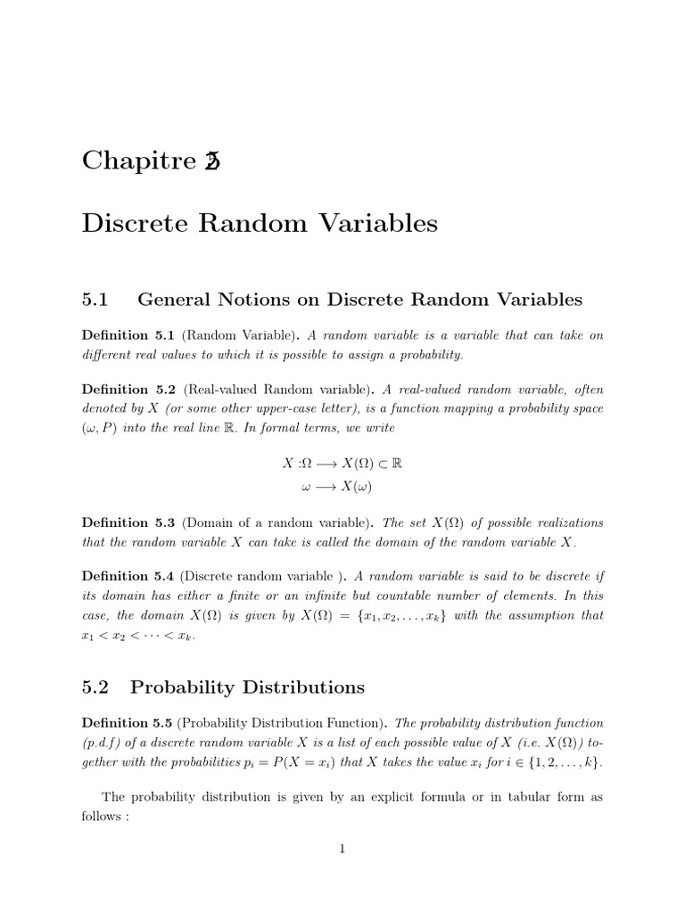 CHAPTER 3 Discrete Random Variable | PDF | Random Variable | Variable (Mathematics)