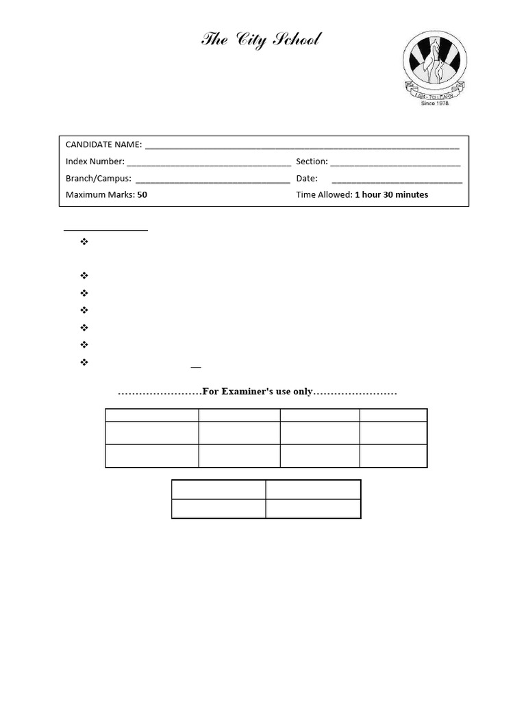 Islamiat Comprehensive Worksheet Class 6 2019 2nd Term | PDF ...