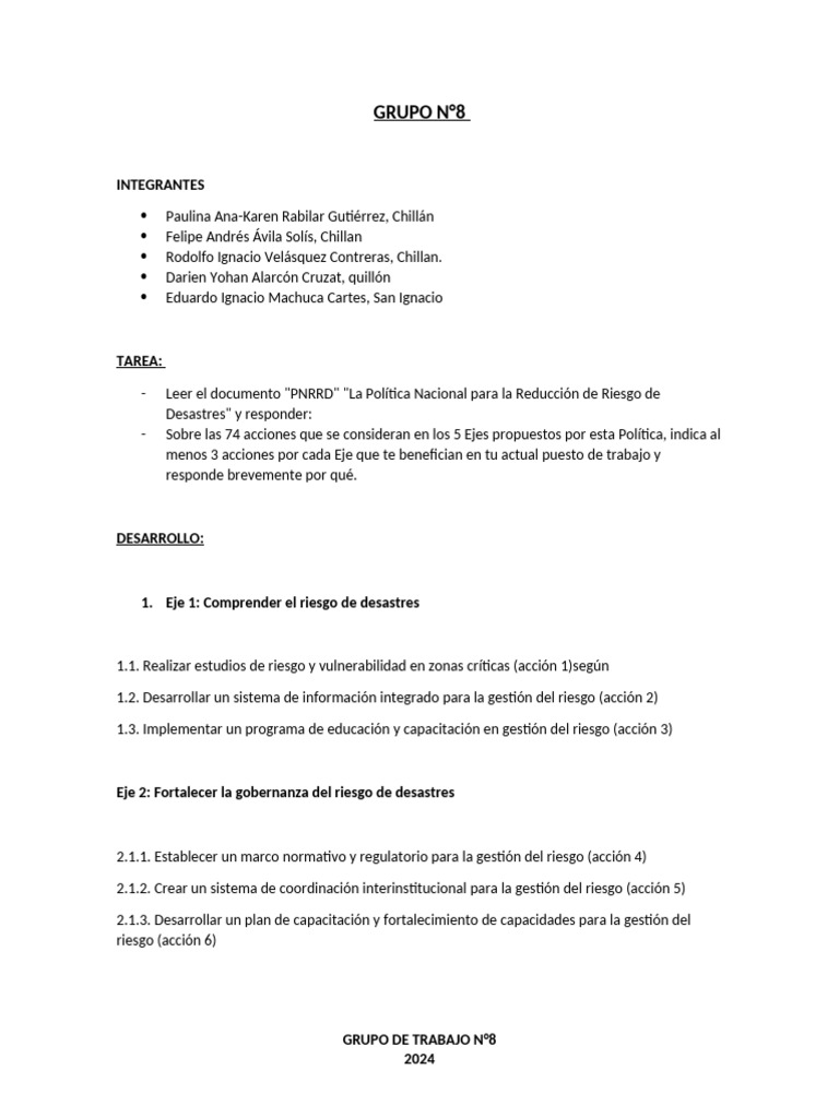 GRUPO N8 | PDF | Reducción de Desastres | Economias