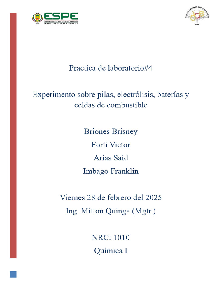 Practica 6. Pilas y Celdas Electroquimicas | PDF | Electrodo | Electroquímica