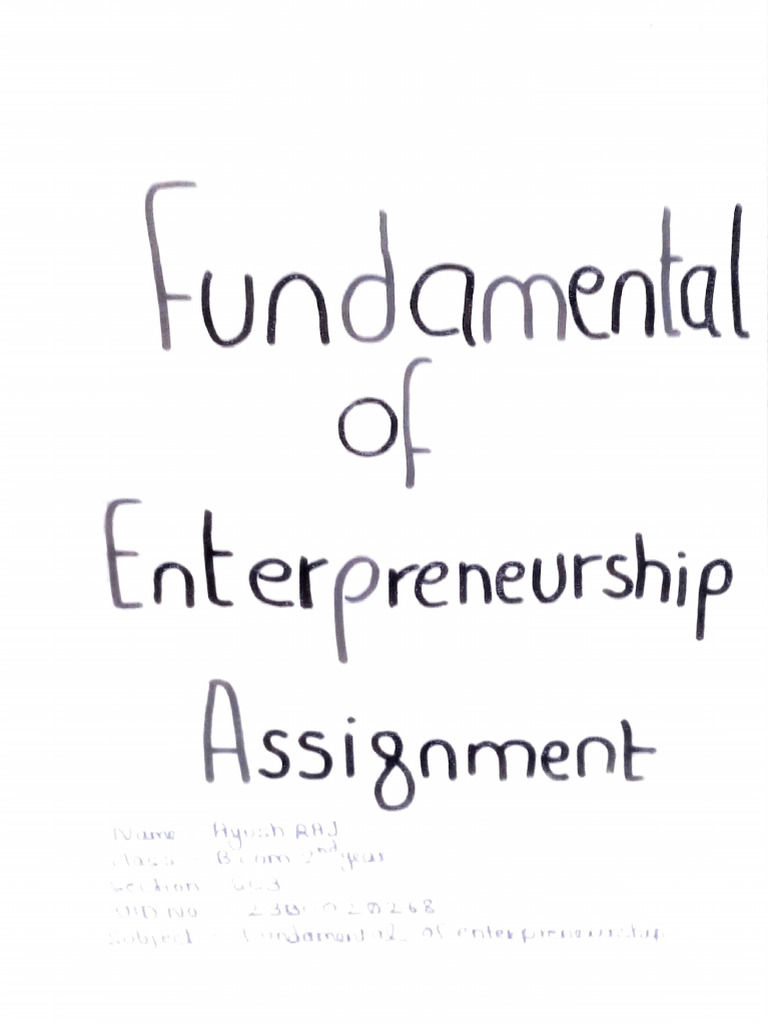 Enterprenuer Assignment of | PDF
