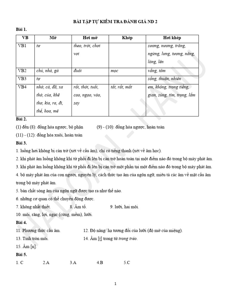 2025 - Bài Tập Tự KTĐG ND2 - đáp Án | PDF