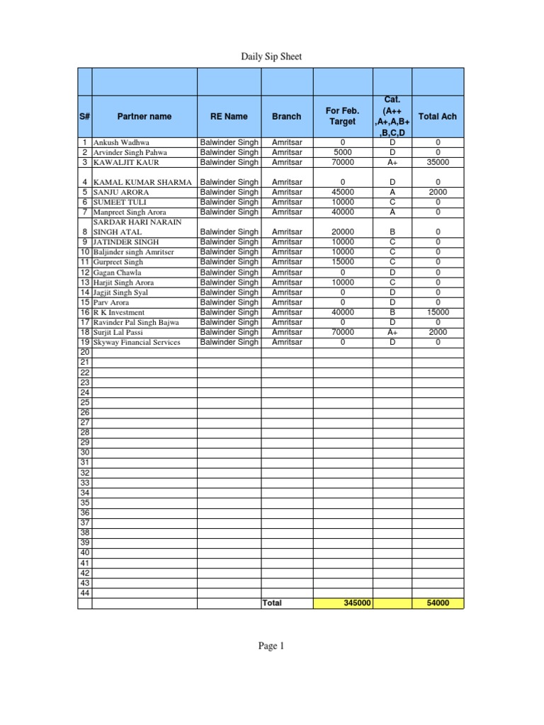 Daily SIP Achievement Report for February | PDF