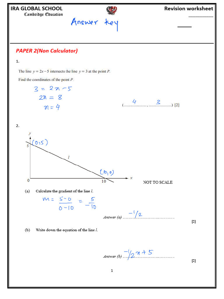 GR 9 Math Term 2 Revision WKSHT Answer Key | PDF | Worksheet