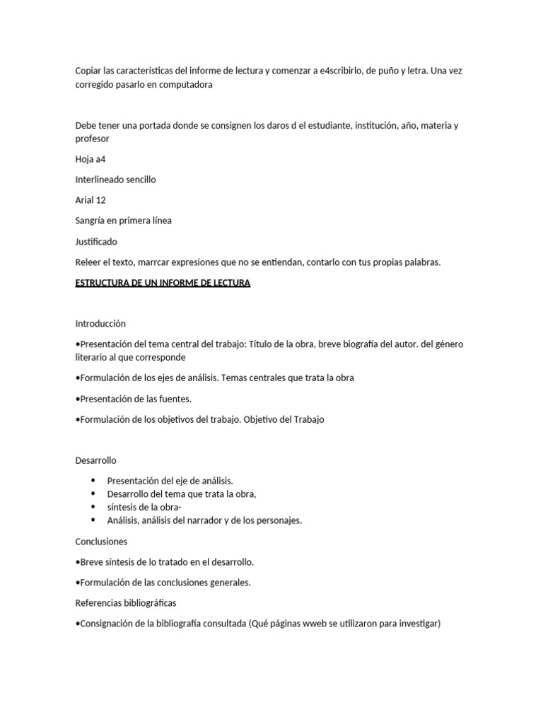 Estructura de Un Informe de Lectura | PDF
