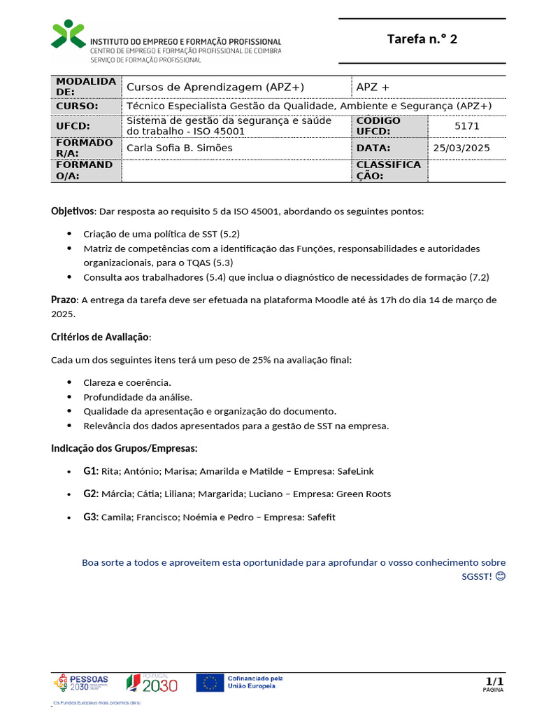 Tarefa2 Req5 ISO 45001 | PDF