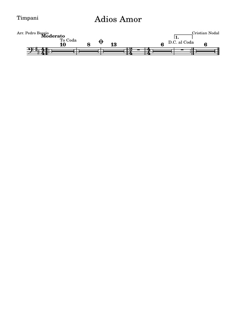 Adios Amor Timpani | PDF