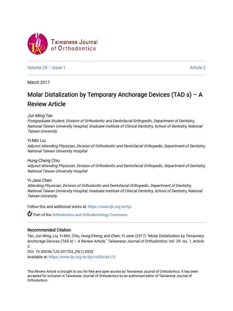 Molar Distalization Using TADs Review | PDF | Orthodontics | Tooth