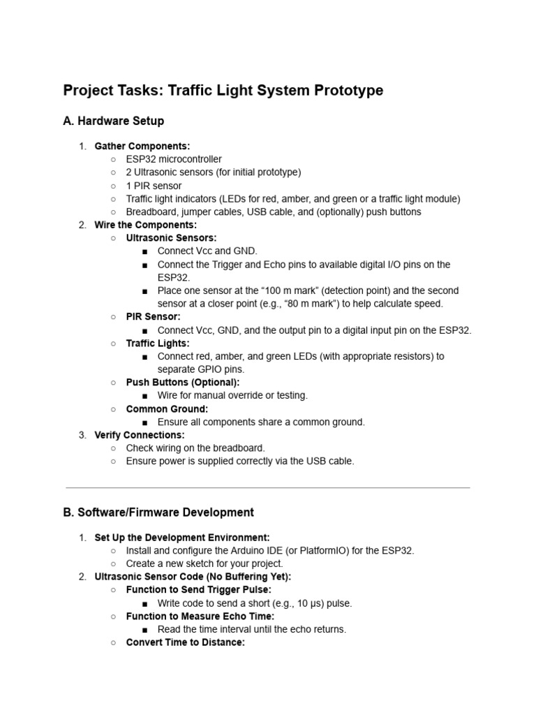 Project Tasks - Traffic Light System Prototype | PDF | Computing | Computer Engineering
