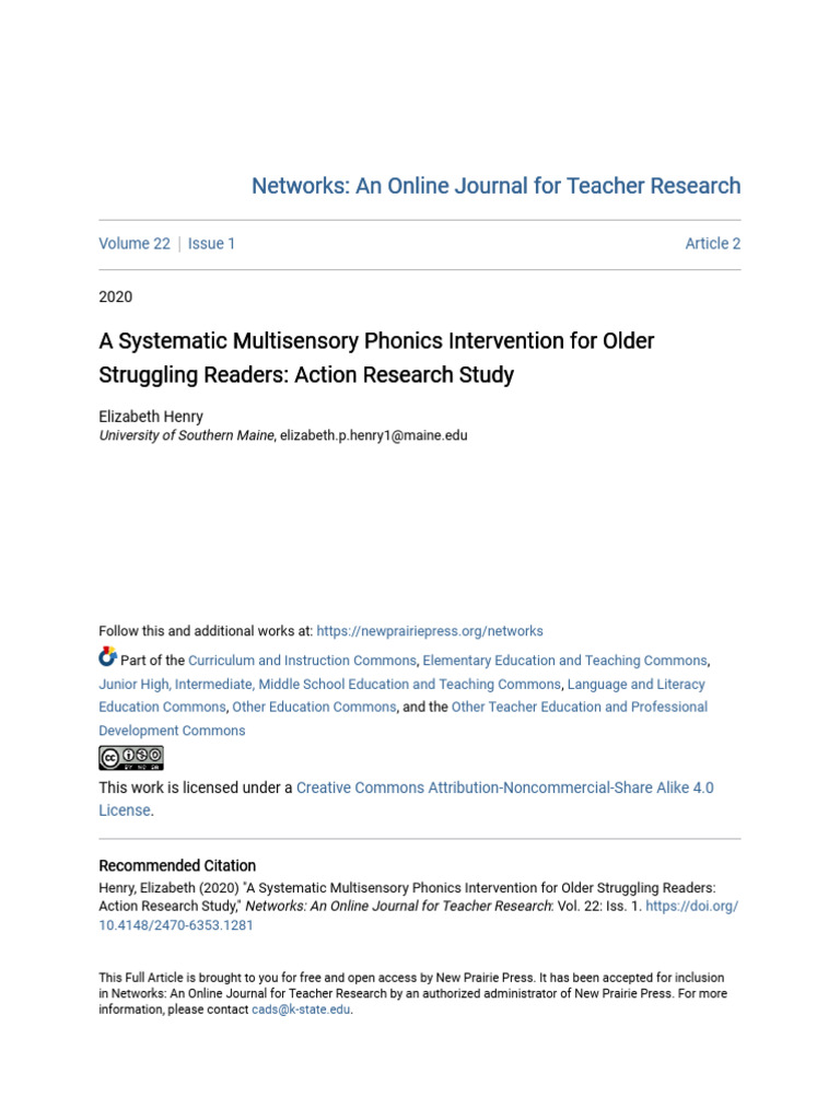 A Systematic Multisensory Phonics Intervention for Older | PDF ...