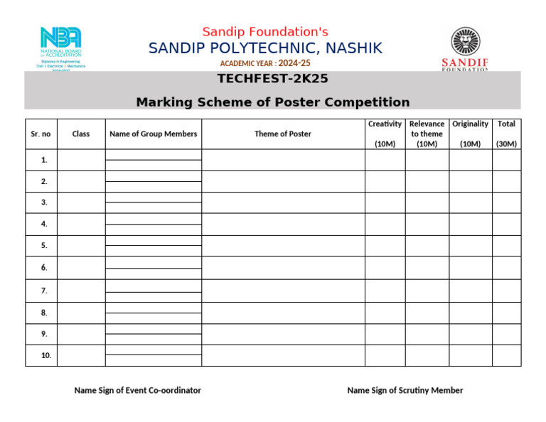 Poster Marking Scheme | PDF