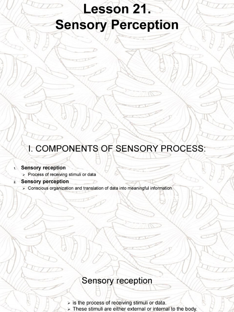 Lesson 21. Sensory Alteration | PDF