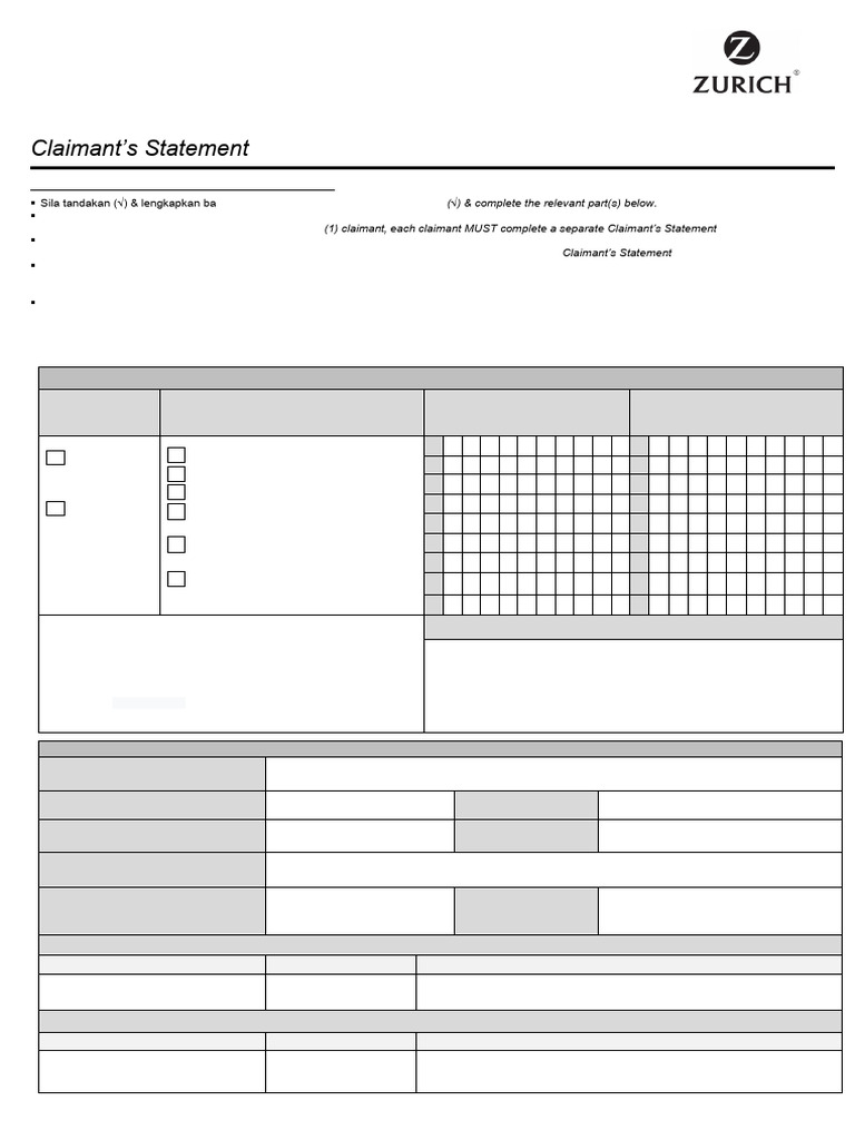 ZLIMB Claimant Statement Form | PDF