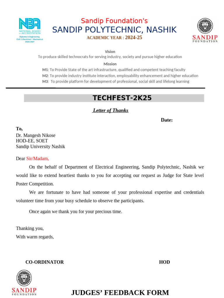 Thank You Note to Competition Judges | PDF | Cognition | Learning