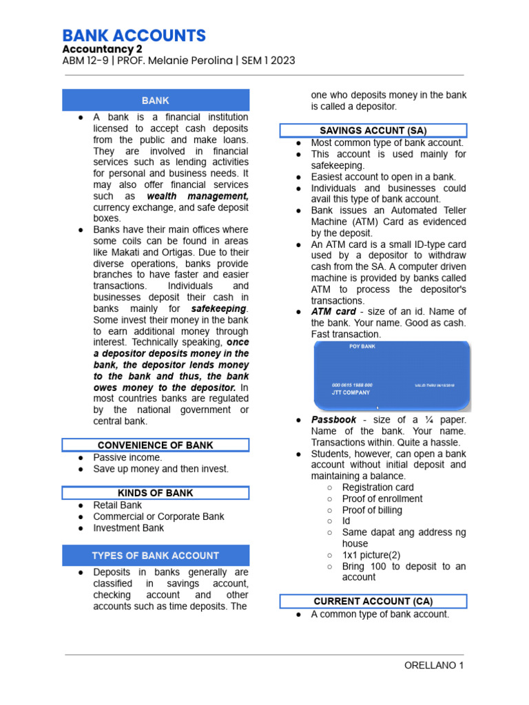 Understanding Bank Accounts Types | PDF | Banks | Automated Teller Machine
