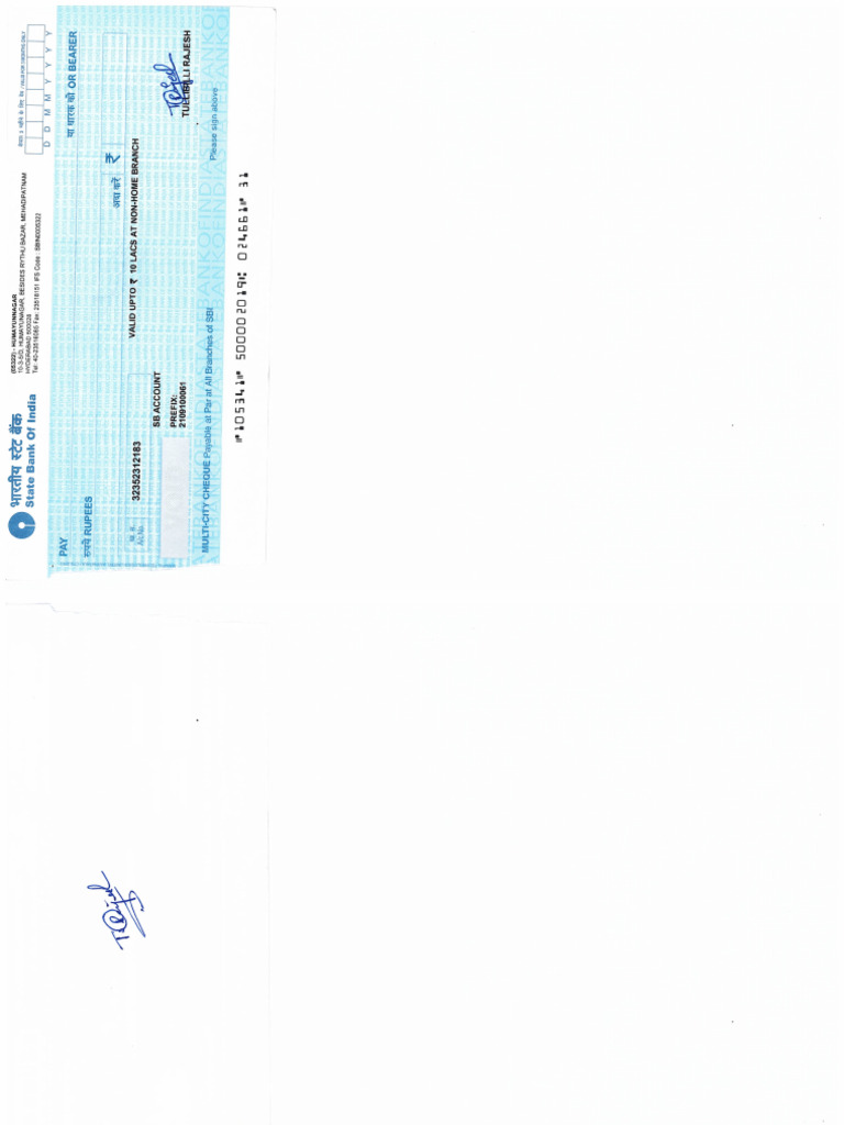 SBI Cheque Leaf | PDF