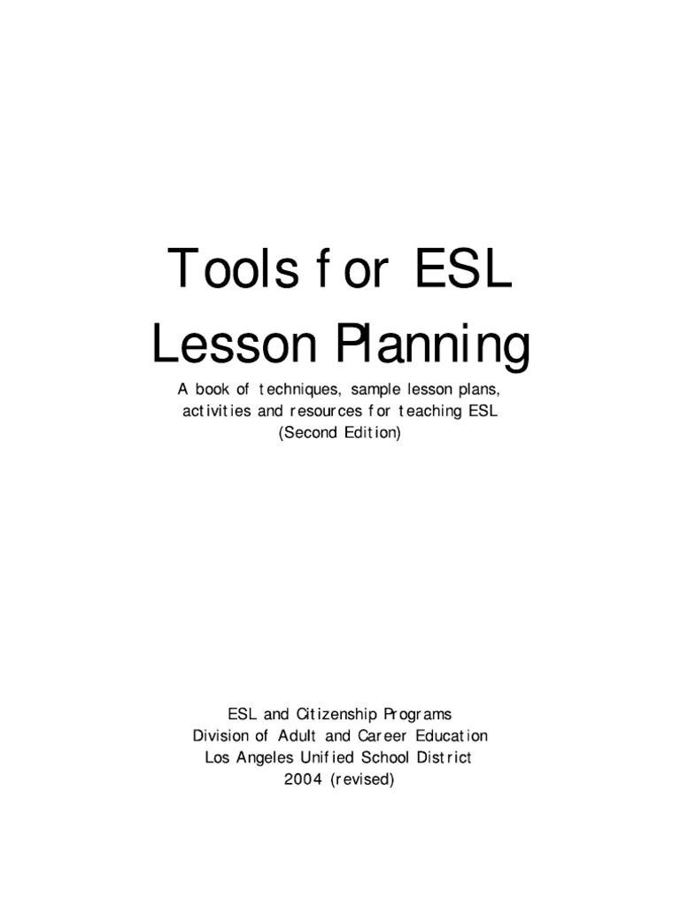 Tools For Esl Lesson Planning | PDF