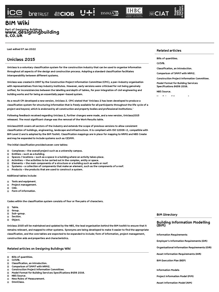 Uniclass 2015 Overview and Resources | PDF | Building Information ...
