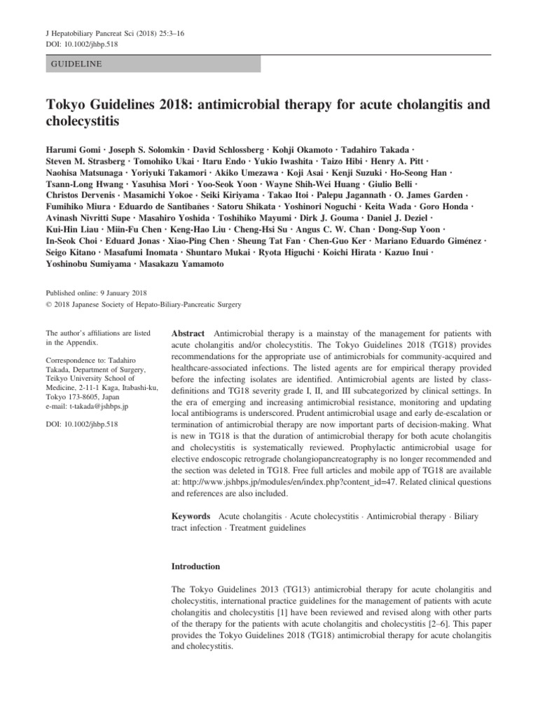 J Hepato Biliary Pancreat - 2017 - Gomi - Tokyo Guidelines 2018 ...