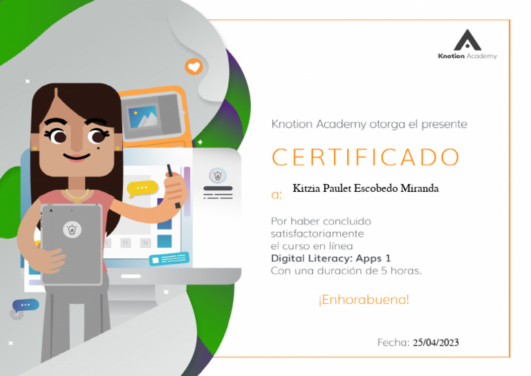 Certification G4 ES Digital Literacy - Apps 1 CFN - Kitziaesm | PDF